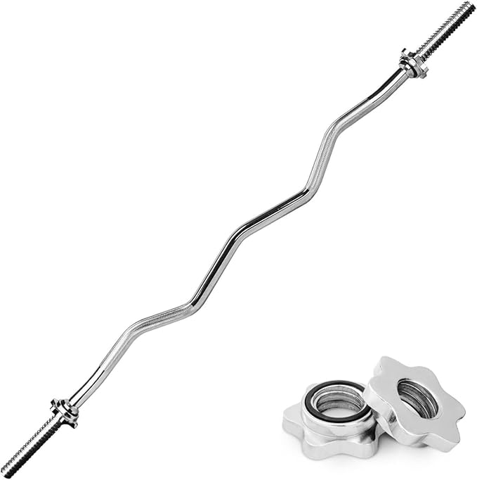 Threaded Steel Curl Bar for Standard 1 Inch Plates, 220 LBs Capacity ...